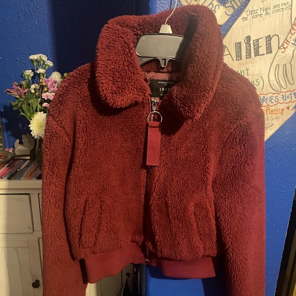 Jackets & Coats | Reddish Burgundy Color Fluffy Coat | Poshmark
